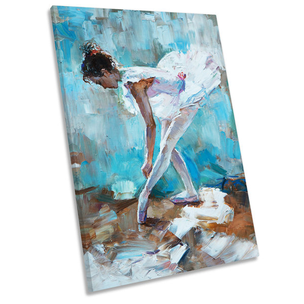 Marlow Home Co. X7788 Ballerina Dancer Paint Blue - Wrapped Canvas ...